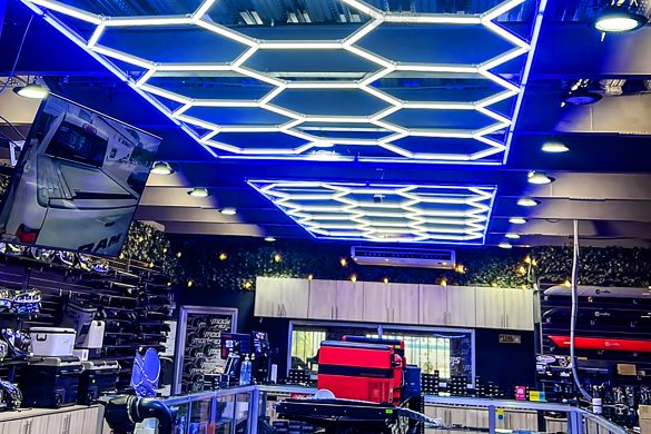 Upgrades With 1Set Hexagon LED Light As DIY Garage Lighting